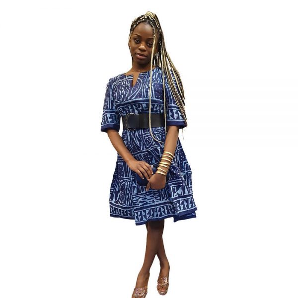 Beautifully crafted traditional Bamileke fit & flare dress. - Imms Fashion